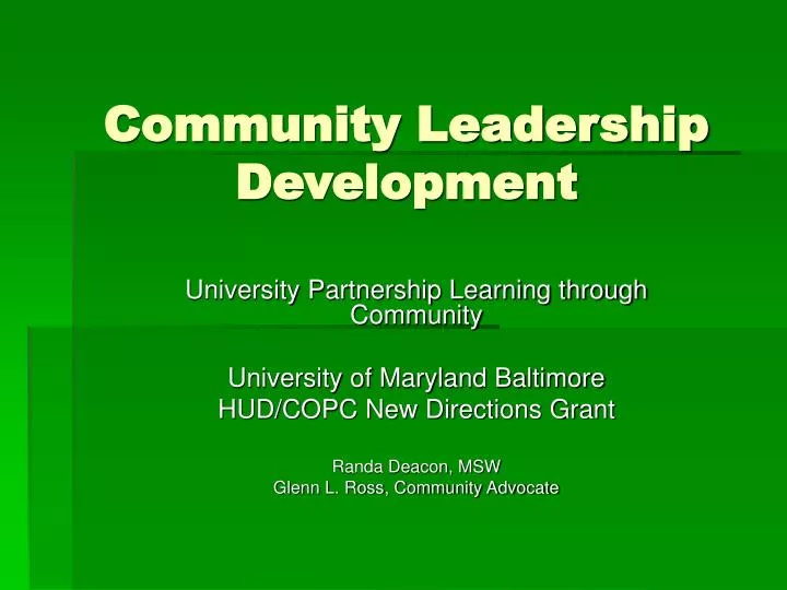 PPT - Community Leadership Development PowerPoint Presentation, free ...