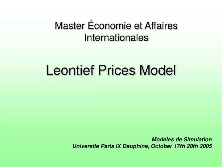 PPT - Leontief Prices Model PowerPoint Presentation, free download - ID ...