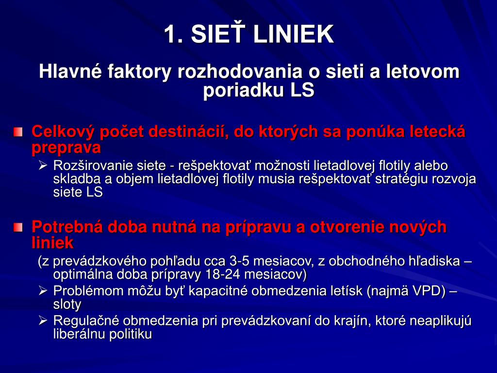 PPT - Téma 4c RIADENIE EFEKTÍVNOSTI SIETE LINIEK LETECKÝCH SPOLOČNOSTÍ ...