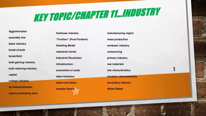 PPT - Key Topic/Chapter 11…Industry PowerPoint Presentation, free download - ID:4964989