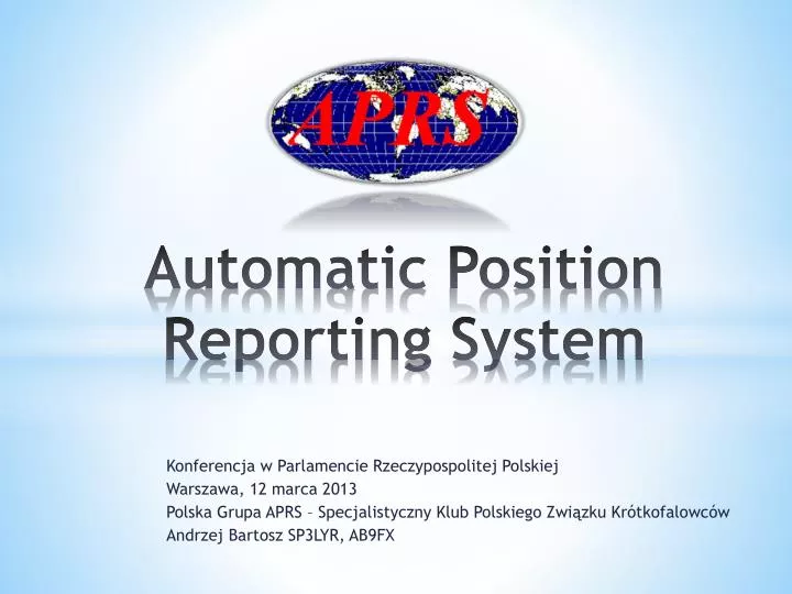 PPT - Automatic Position Reporting System PowerPoint Presentation, free ...