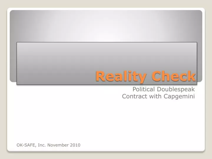 PPT - Reality Check PowerPoint Presentation, free download - ID:4966635
