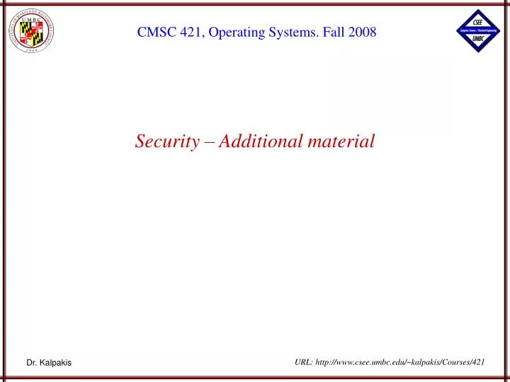 PPT - Security – Additional material PowerPoint Presentation, free ...