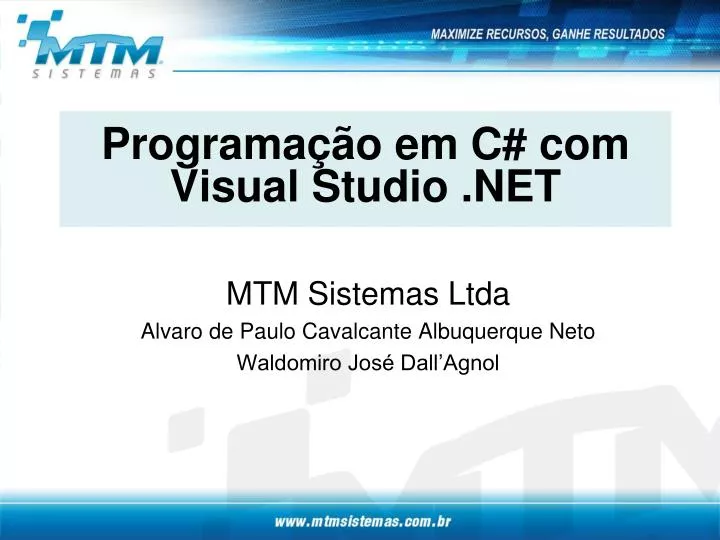 PPT - Programação em C# com Visual Studio .NET PowerPoint Presentation ...