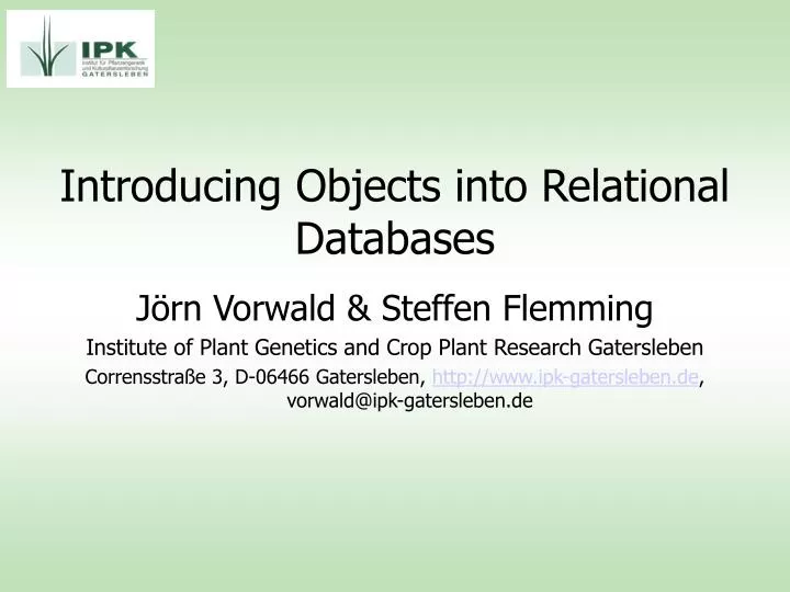 Ppt Introducing Objects Into Relational Databases Powerpoint 0738
