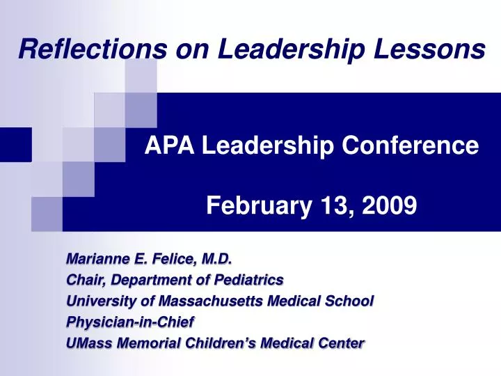 PPT - Reflections on Leadership Lessons PowerPoint Presentation, free ...