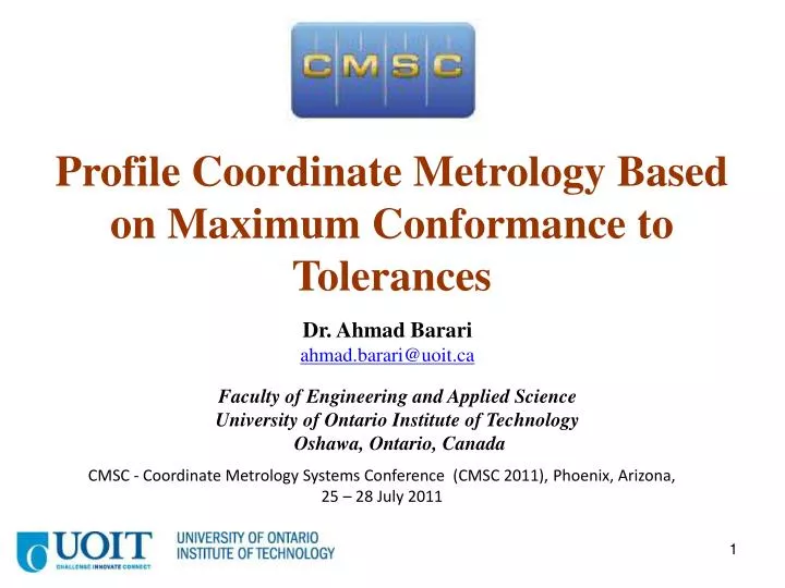 PPT - Profile Coordinate Metrology Based on Maximum Conformance to ...