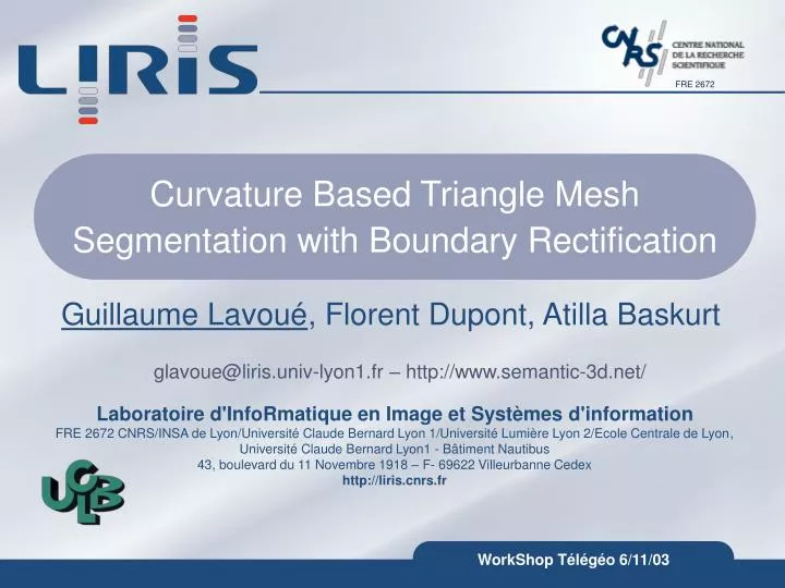 Ppt Curvature Based Triangle Mesh Segmentation With Boundary Rectification Powerpoint