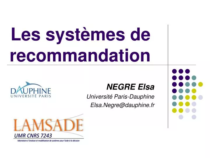 PPT - Les systèmes de recommandation PowerPoint Presentation, free ...