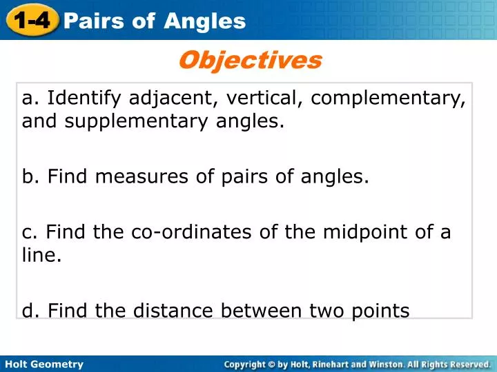 PPT - a. Identify adjacent, vertical, complementary, and supplementary ...