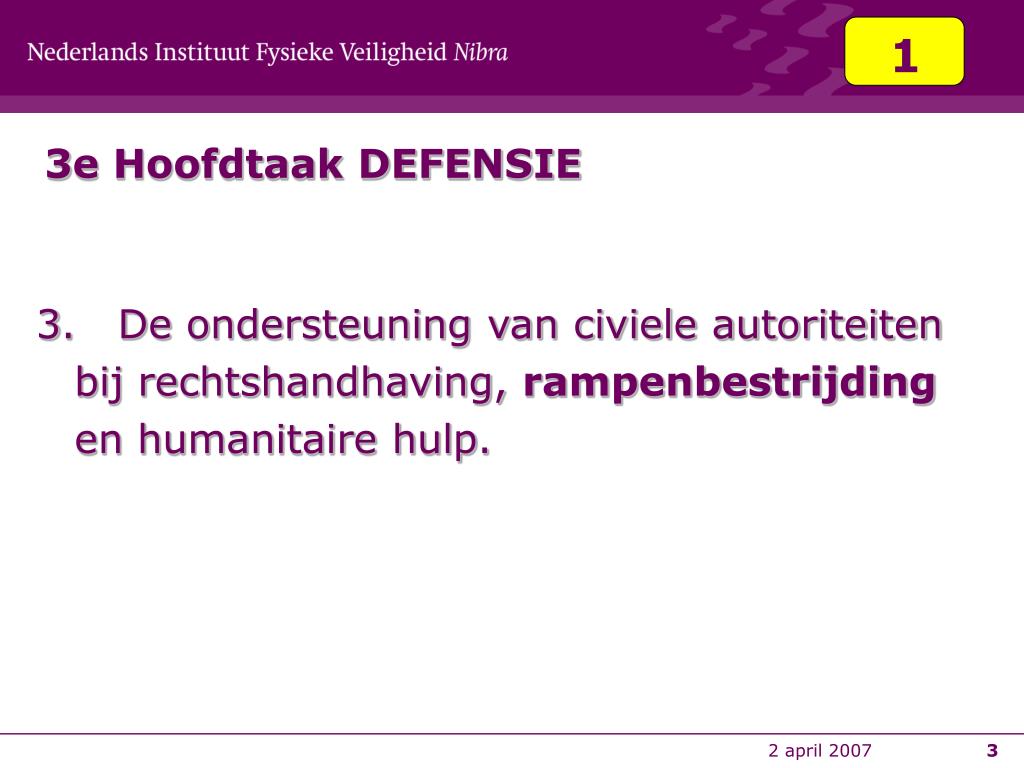 PPT - Inpassing van de rol van Defensie in de crisisbeheersing ...