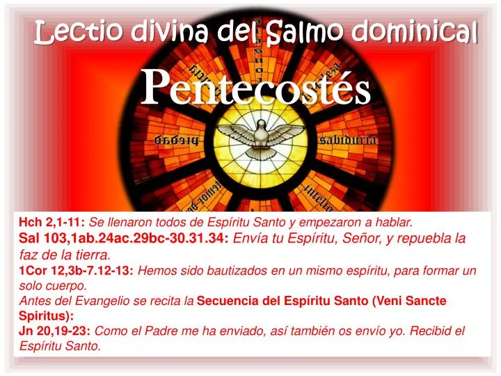 PPT - Lectio divina del Salmo dominical Pentecostés PowerPoint ...