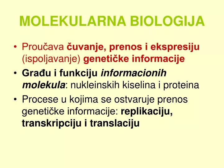 PPT - MOLEKULARNA BIOLOGIJA PowerPoint Presentation, free download - ID ...