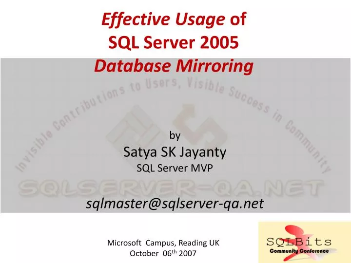 Ppt Effective Usage Of Sql Server 2005 Database Mirroring Powerpoint Presentation Id4992771