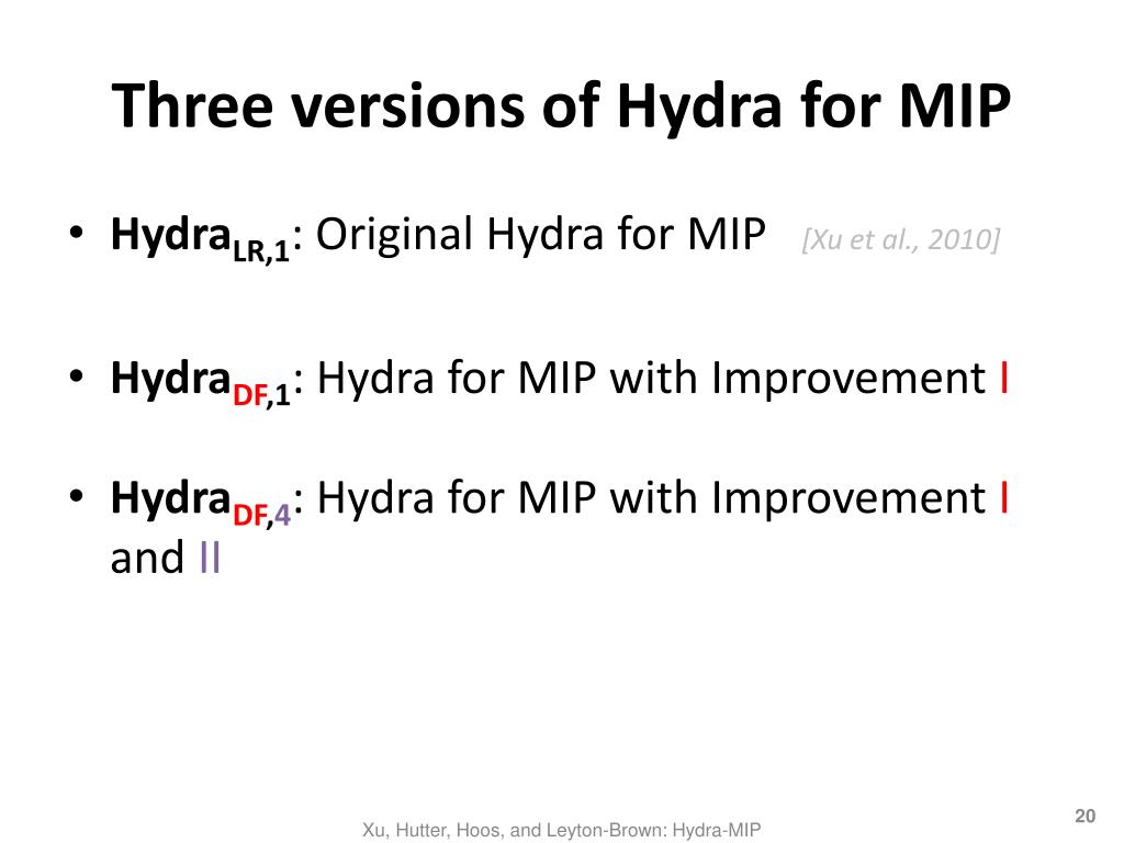 Ppt Hydra Mip Automated Algorithm Configuration And Selection For Mixed Integer Programming
