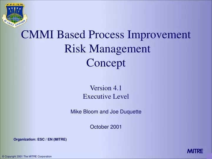 PPT - CMMI Based Process Improvement Risk Management Concept Version 4. ...