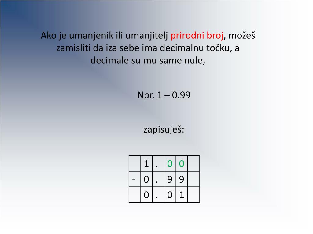 PPT - Zbrajanje i oduzimanje decimalnih brojeva PowerPoint Presentation ...