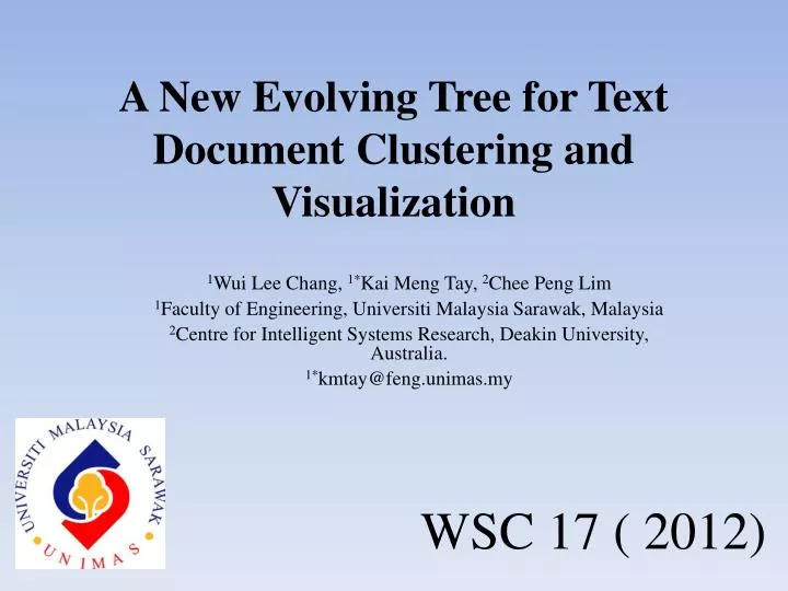 Ppt A New Evolving Tree For Text Document Clustering And 4218
