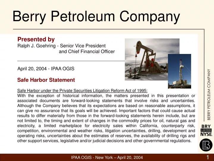 PPT - Berry Petroleum Company PowerPoint Presentation, free download ...
