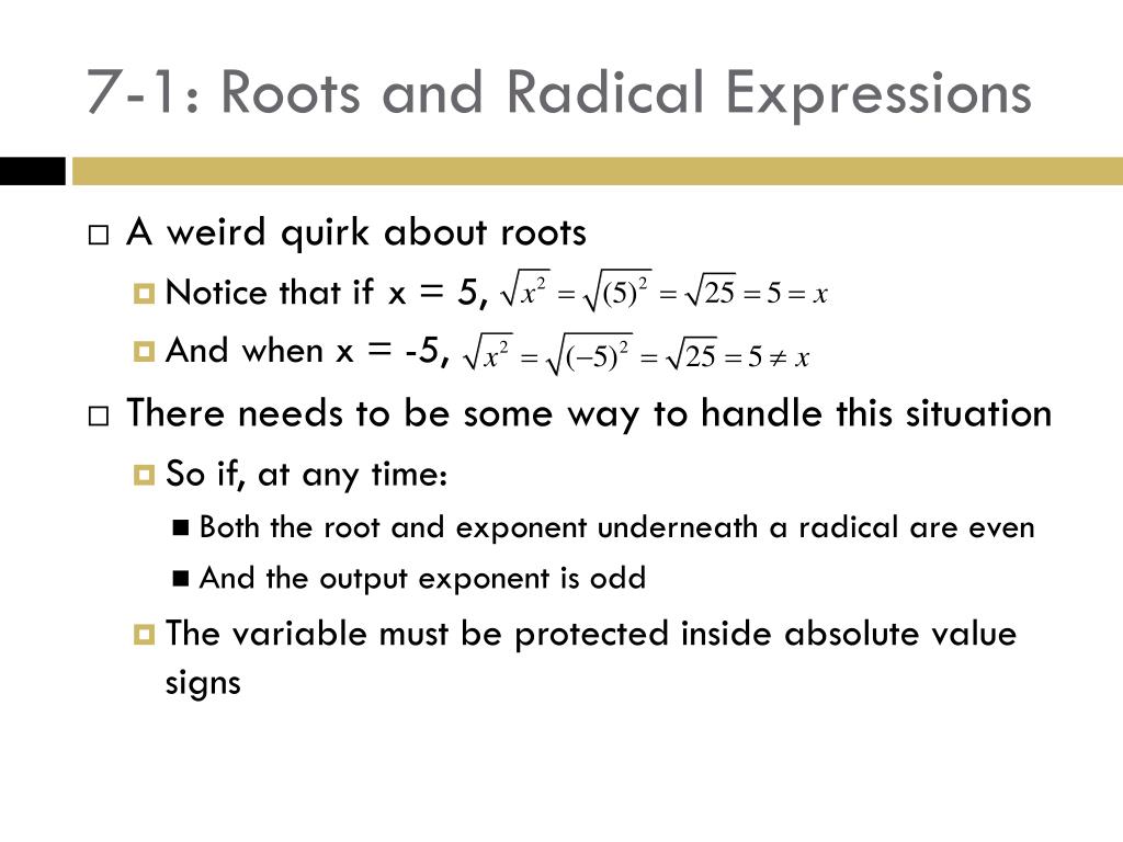 PPT - Unit #6: Radical Functions 7-1: Roots and Radical Expressions ... PPT - Unit #6: Radical Functions 7-1: Roots and Radical Expressions ...