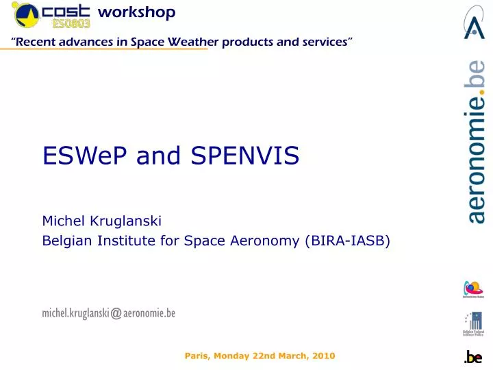 PPT - ESWeP and SPENVIS PowerPoint Presentation, free download - ID:5003243
