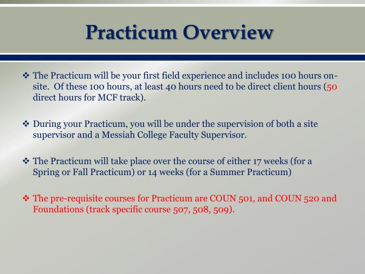 PPT - Graduate Program of Counseling Practicum & Internship Student ...
