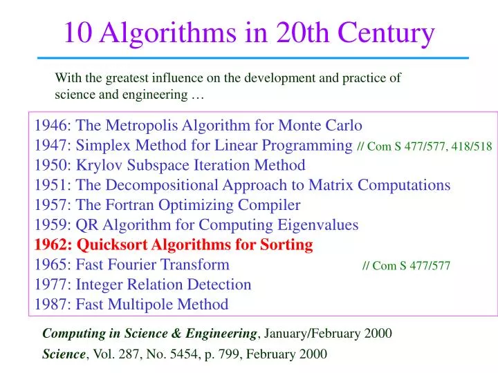 Top Ten Algorithms Of The 20Th Century at Mary Duckworth blog