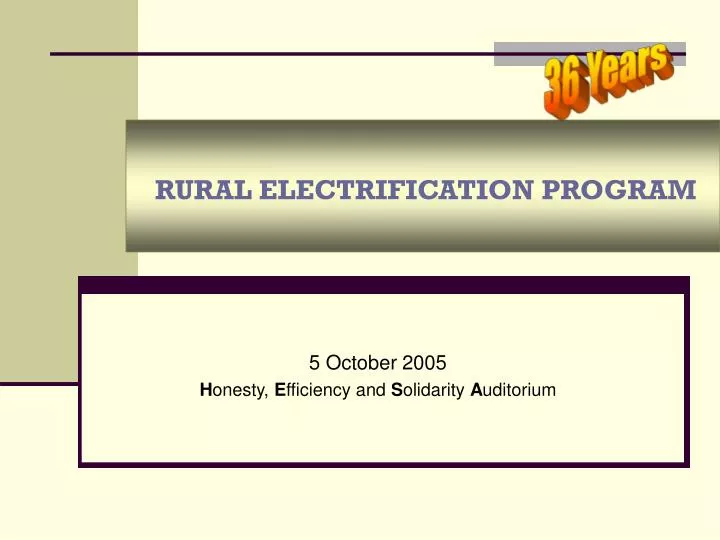 PPT - RURAL ELECTRIFICATION PROGRAM PowerPoint Presentation, free ...