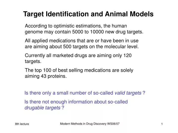 PPT - Target Identification and Animal Models PowerPoint Presentation ...