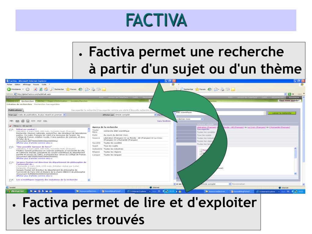 PPT - FACTIVA - UN OUTIL POUR FAIRE UNE REVUE DE PRESSE - (ressource d ...