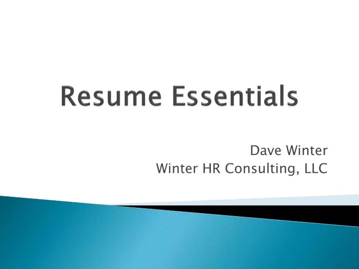 PPT - Resume Essentials PowerPoint Presentation, free download - ID:5009301