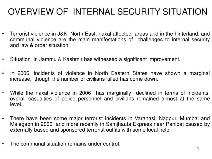 PPT - OVERVIEW OF INTERNAL SECURITY SITUATION PowerPoint Presentation ...