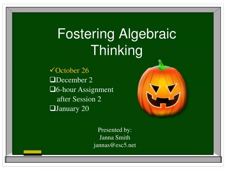 PPT - Fostering Algebraic Thinking PowerPoint Presentation, free ...