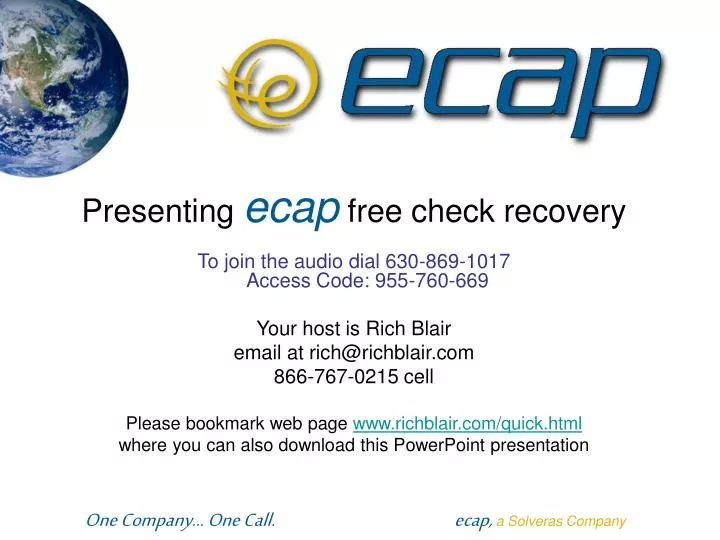 PPT - Presenting ecap free check recovery PowerPoint Presentation, free ...