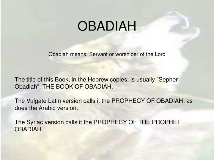 PPT - OBADIAH PowerPoint Presentation, free download - ID:5012276