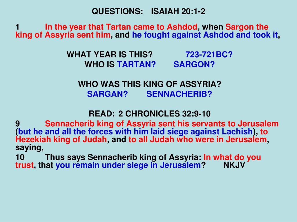PPT - ISAIAH CHAPTER TWENTY THE SIGN AGAINST EGYPT AND CUSH (ETHIOPIA ...