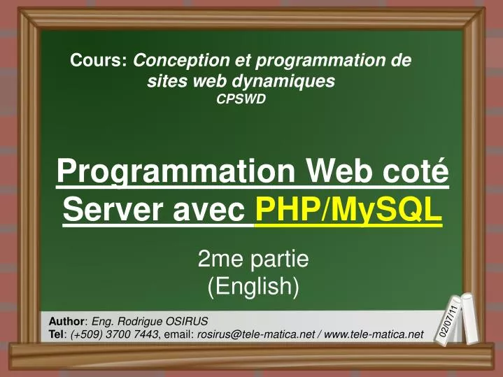 PPT - Cours: Conception et programmation de sites web dynamiques CPSWD ...