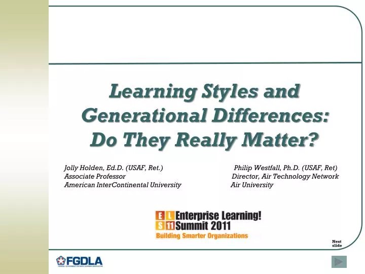 PPT - Learning Styles and Generational Differences: Do They Really ...