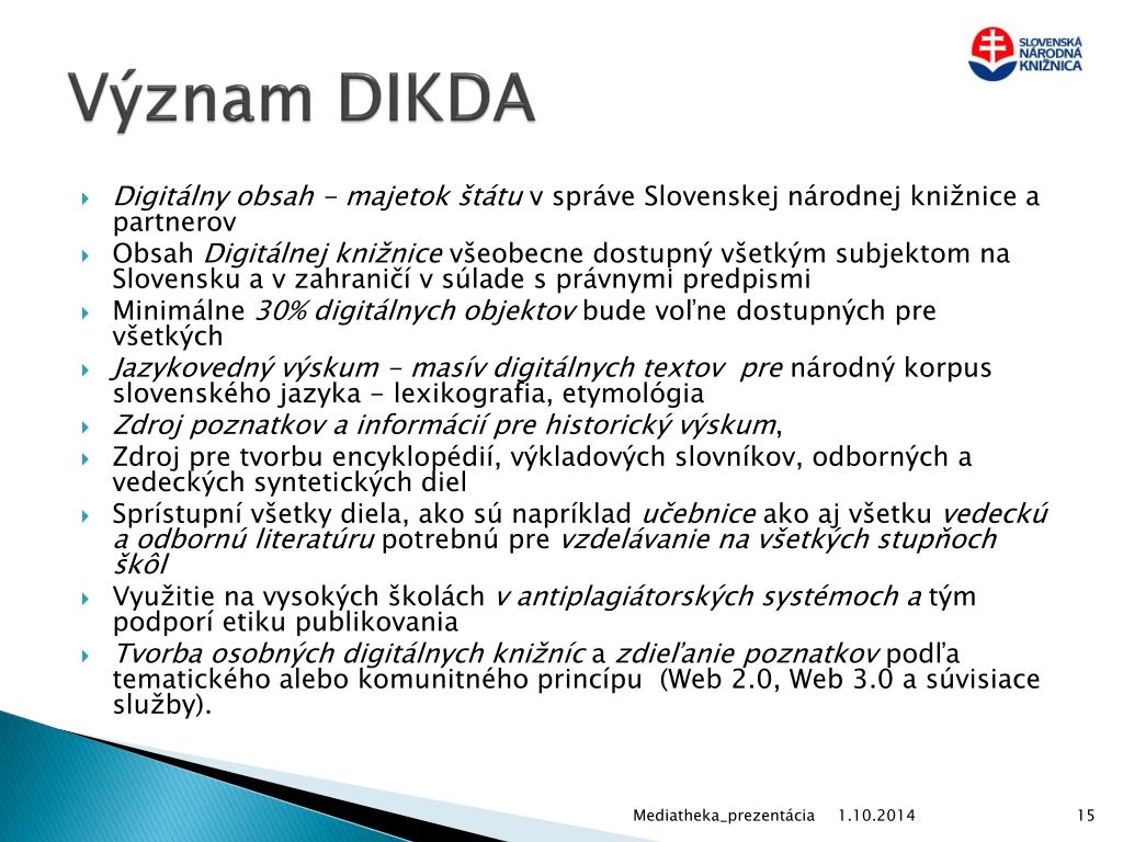 PPT - Digitálna knižnica a Digitálny archív (DIKDA) PowerPoint ...