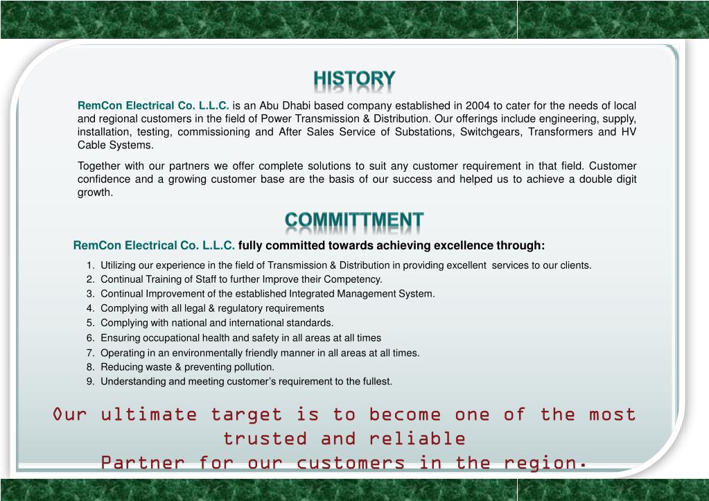 PPT - REMCON ELECTRICAL CO. LLC P.O. Box 29497 – Abu Dhabi – United ...