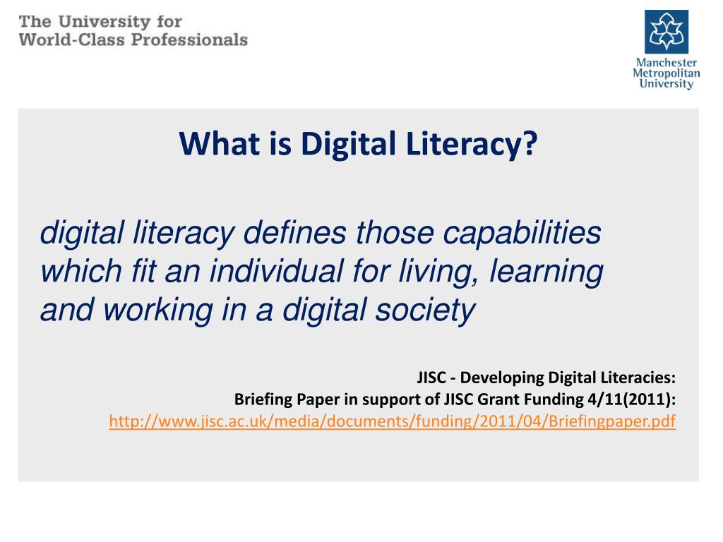 PPT - Supporting Digital Literacy for academic staff @ MMU PowerPoint ...