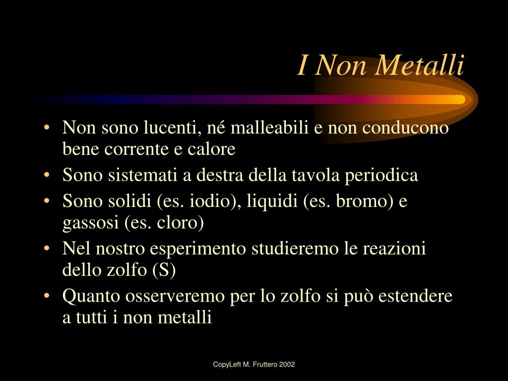 PPT - Reazioni dei Metalli e dei Non Metalli PowerPoint Presentation ...