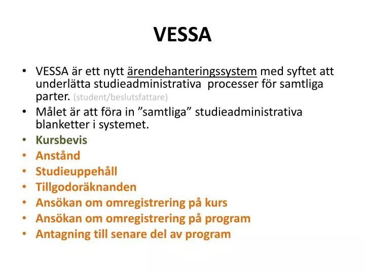PPT - VESSA PowerPoint Presentation, free download - ID:5038235