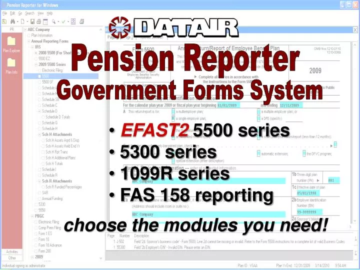 PPT - EFAST2 5500 series 5300 series 1099R series FAS 158 reporting ...