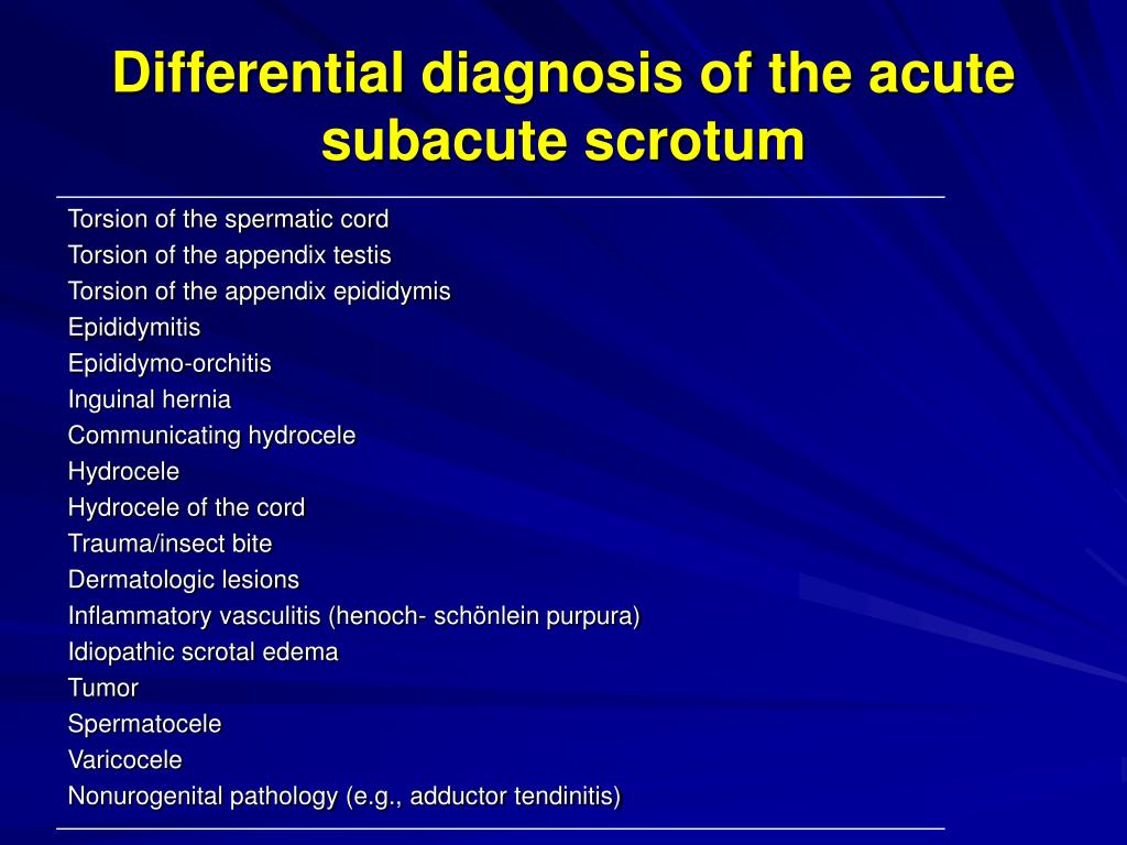 Scrotal Swelling Differential Diagnosis
