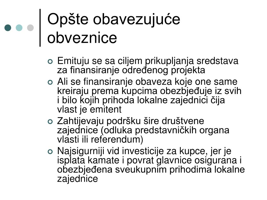 PPT - Municipalne obveznice -Zadovoljenje opštinskih kapitalnih ...