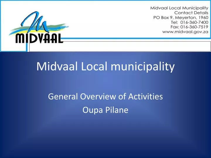 PPT - Midvaal Local municipality PowerPoint Presentation, free download ...