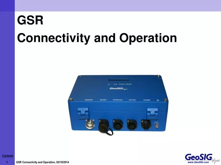 PPT - GSR Connectivity and Operation PowerPoint Presentation, free ...