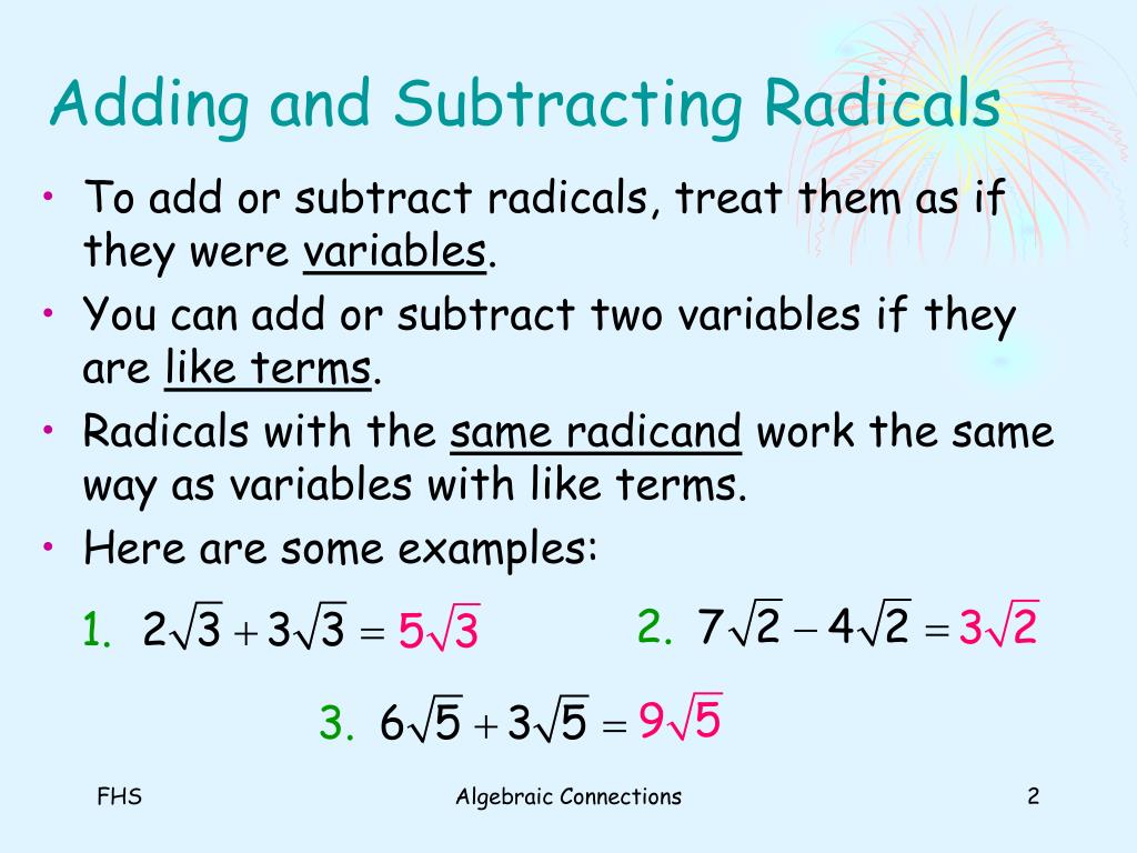 PPT Adding And Subtracting Radicals PowerPoint Presentation Free Download ID 5048522