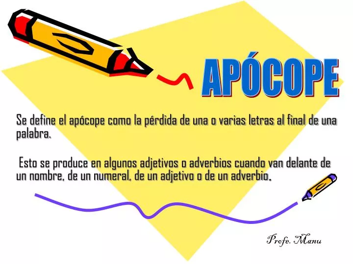 PPT - Se define el apócope como la pérdida de una o varias letras al ...